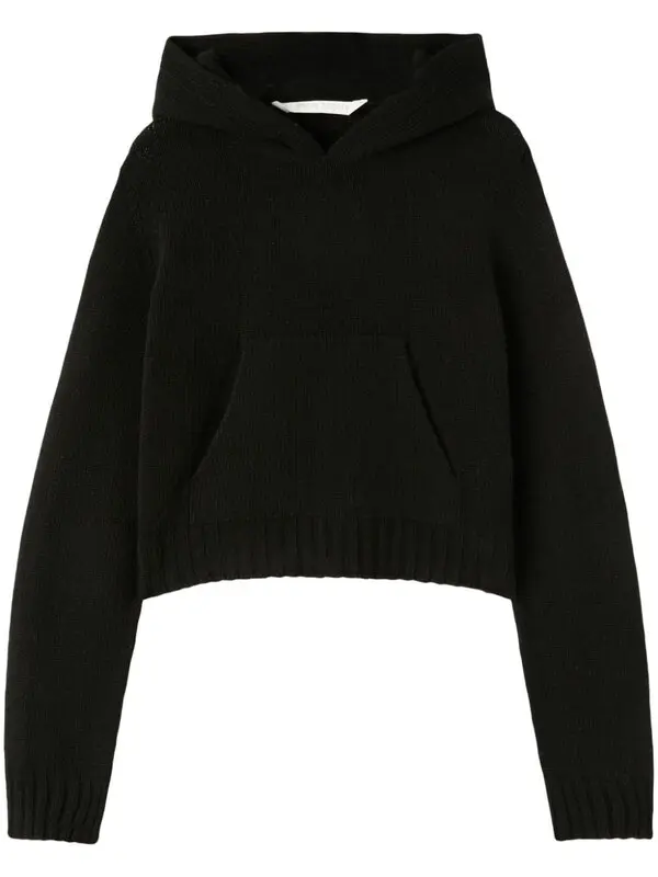 Palm Angels Curved-logo Wool-blend Hoodie - Black