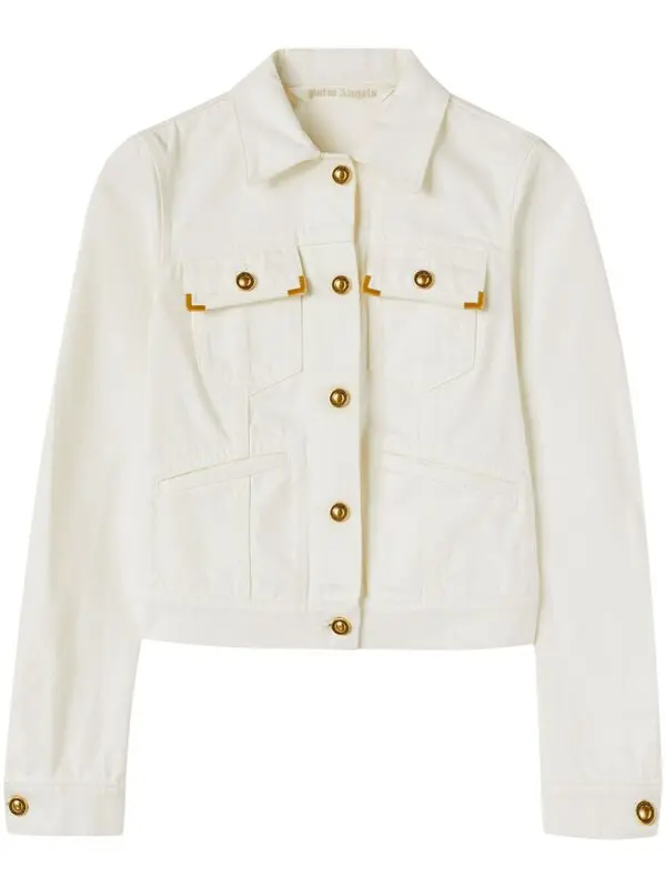 Palm Angels Spread-collar Denim Jacket - White