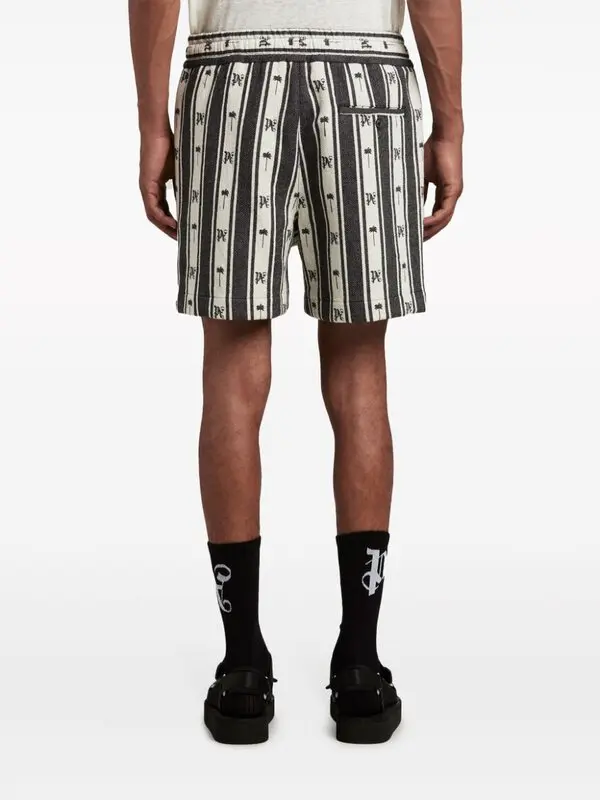 Palm Angels Monogram-print Striped Shorts - Black