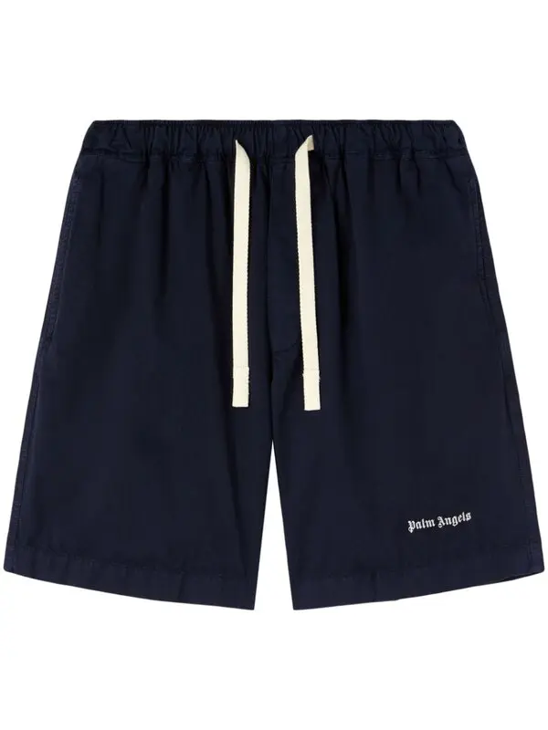 Palm Angels Logo-embroidered Bermuda Shorts - Blue
