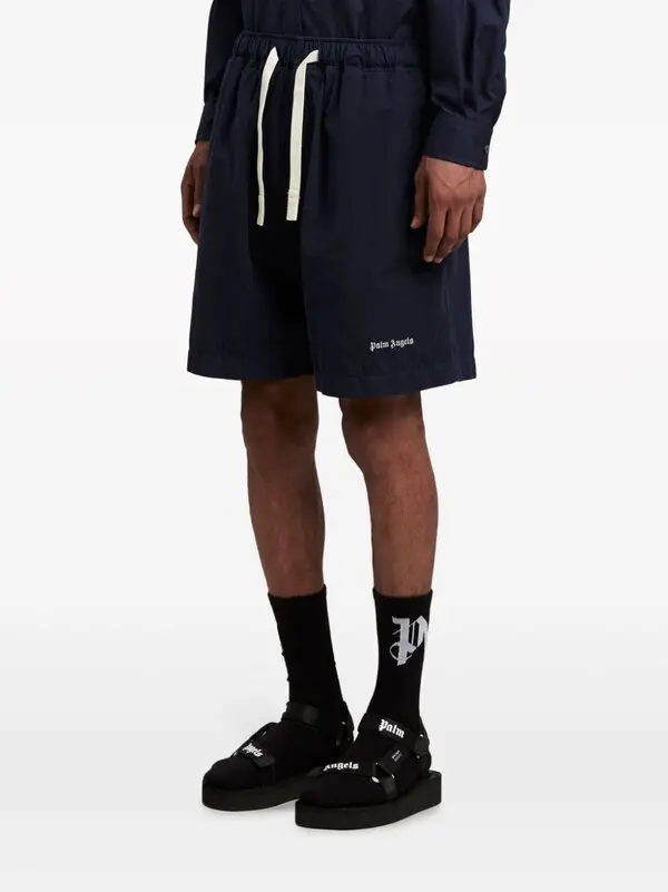 Palm Angels Logo-embroidered Bermuda Shorts - Blue