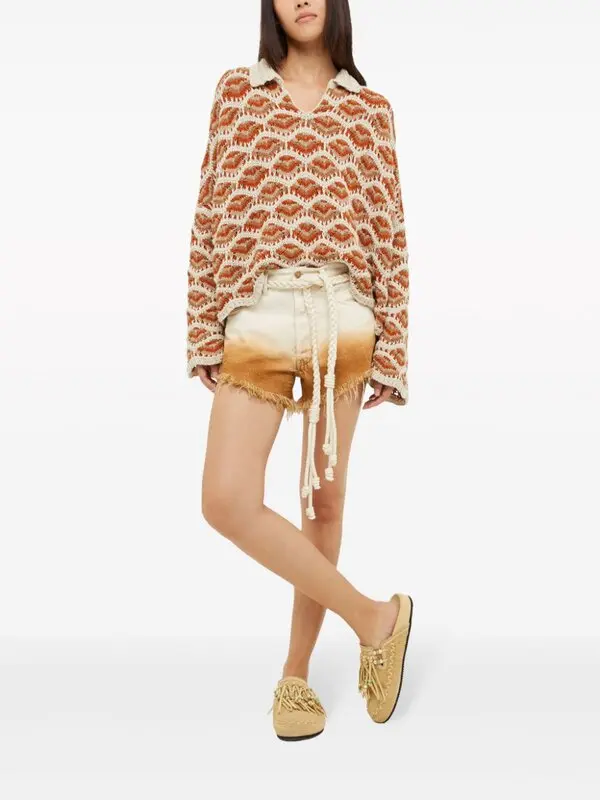 Alanui Gradient Denim Shorts - Neutrals