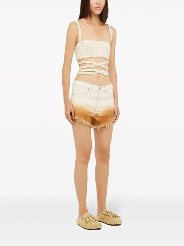 Alanui Gradient Denim Shorts - Neutrals