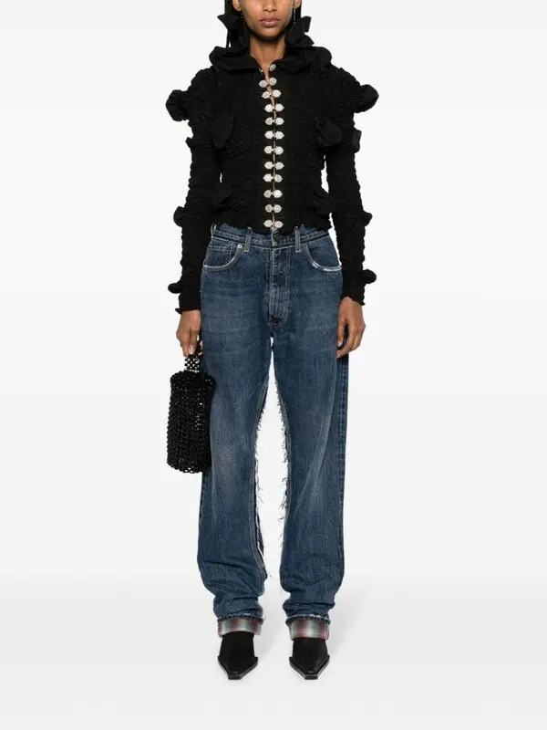 MAISON MARGIELA Logo-patch Ripped-detailing Wide-leg Jeans