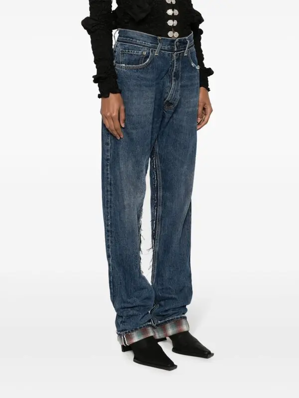 MAISON MARGIELA Logo-patch Ripped-detailing Wide-leg Jeans
