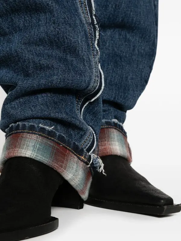 MAISON MARGIELA Logo-patch Ripped-detailing Wide-leg Jeans