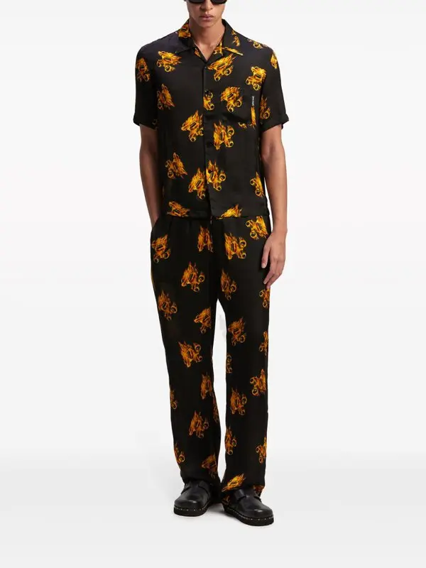 Palm Angels Burning Monogram-embroidered Track Pants - Black