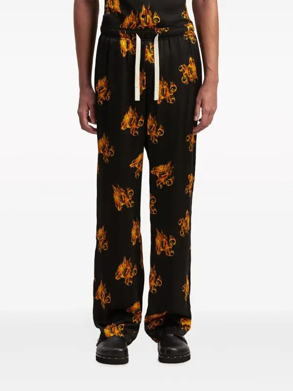 Palm Angels Burning Monogram-embroidered Track Pants - Black
