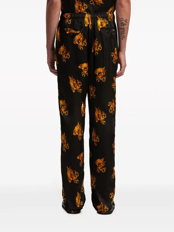 Palm Angels Burning Monogram-embroidered Track Pants - Black