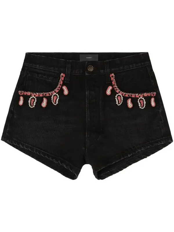 Alanui Embroidered Denim Shorts