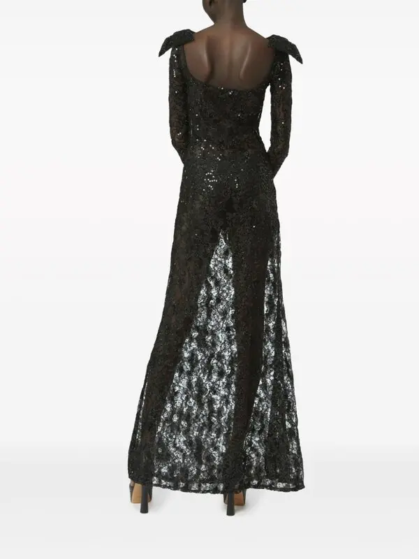 Nina Ricci Bow-embellished Lace Gown