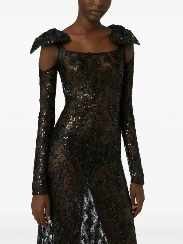 Nina Ricci Bow-embellished Lace Gown