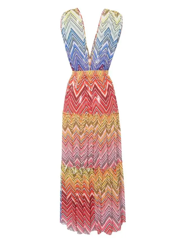 missoni sheer dress Sheer open-back maxi dress in multicoloured - Missoni
