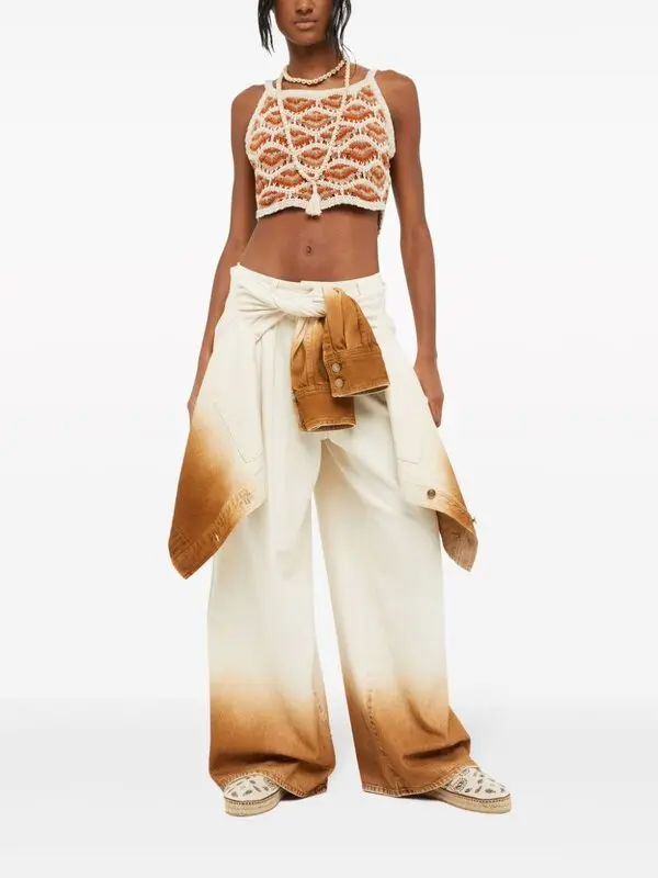 Alanui Hawa Mahal Crochet-knit Top - Neutrals