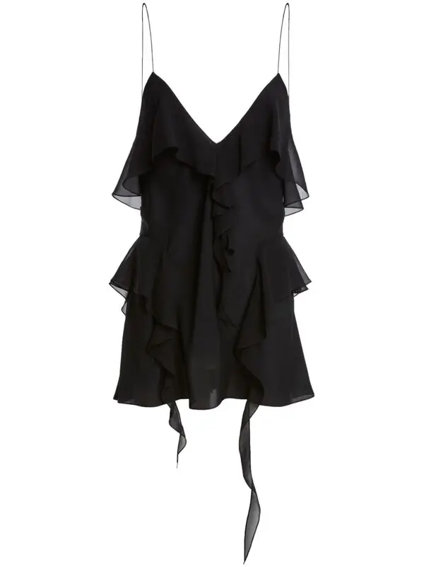 Khaite The Piet Ruffled Silk Top - Black