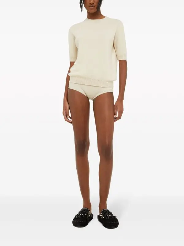 Alanui Ribbed Knit T-shirt - Neutrals