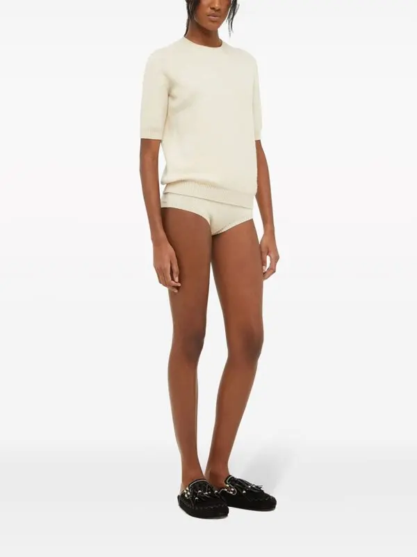 Alanui Ribbed Knit T-shirt - Neutrals
