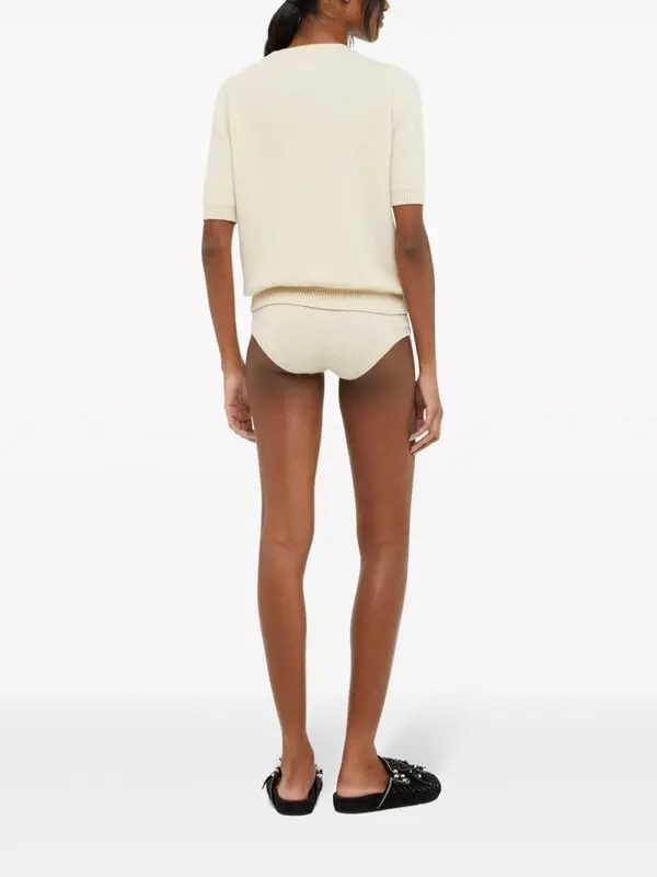 Alanui Ribbed Knit T-shirt - Neutrals
