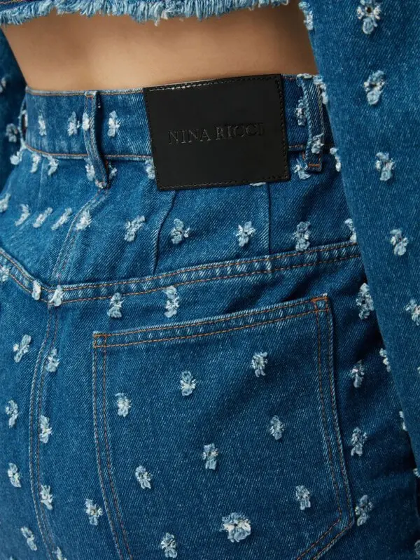 Nina Ricci Distressed Denim Midi Skirt