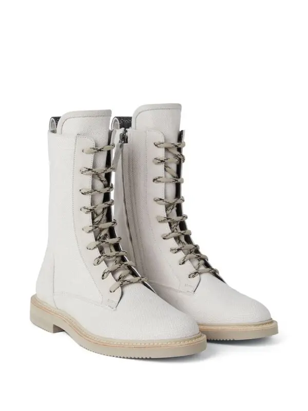 Brunello Cucinelli Leather Combat Boots