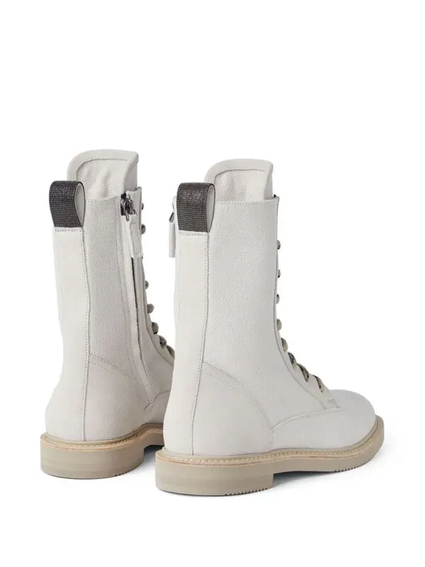 Brunello Cucinelli Leather Combat Boots