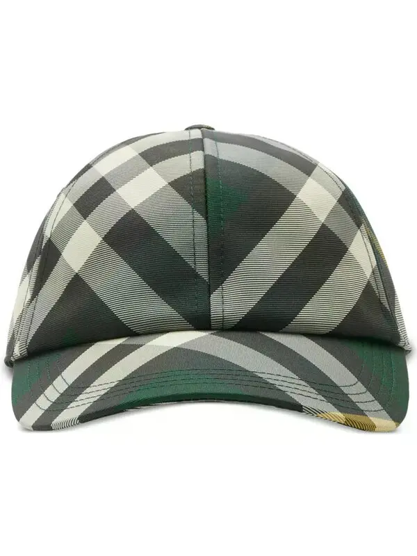 Burberry Check-pattern Cotton Cap - Green