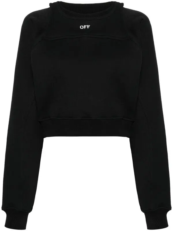 Off-White Cropped Layered Sweatshirt - Black