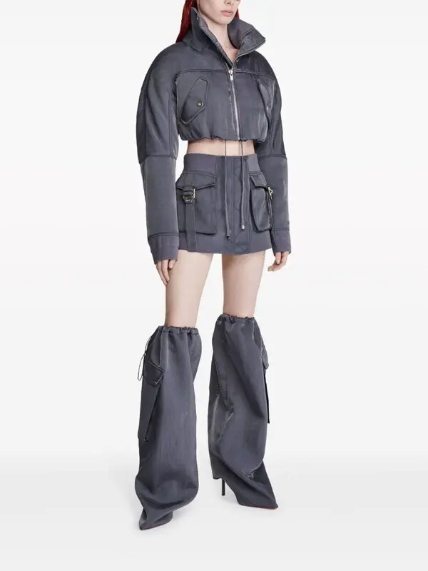 Dion Lee Blouson Cropped Bomber Jacket In Grey - 37% Off