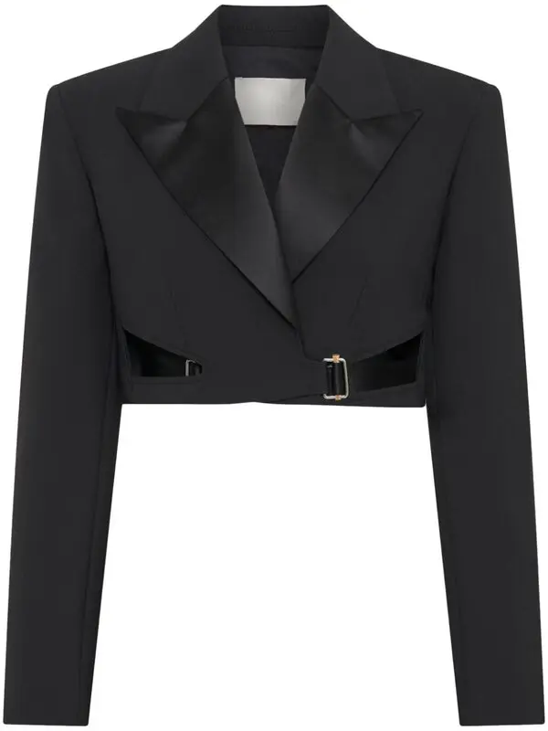 DION LEE Interlock Tuxedo Cropped Blazer - Black
