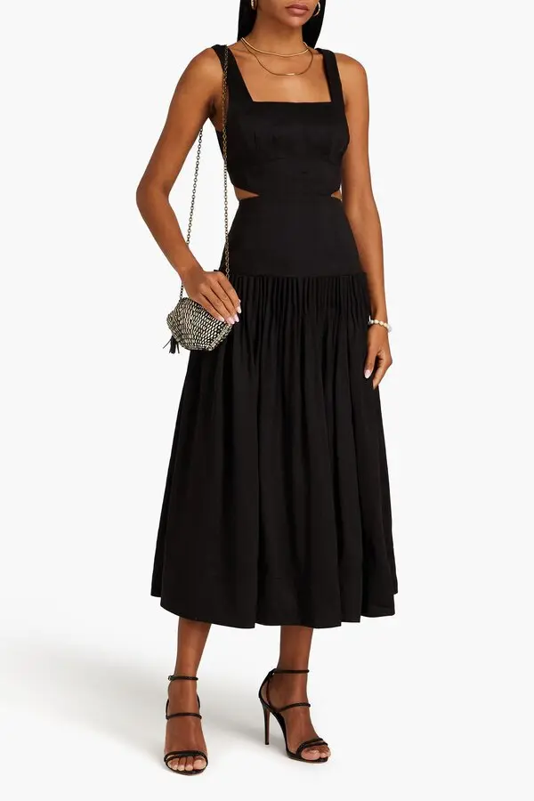 aje black cut out dress Elations Knit Maxi Dress-BLACK / XXS main image 1