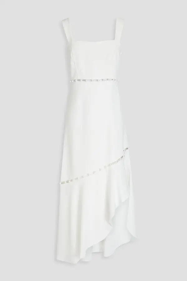 Simkhai Houston Asymmetric Cutout Embellished Crepe Midi Dress - White