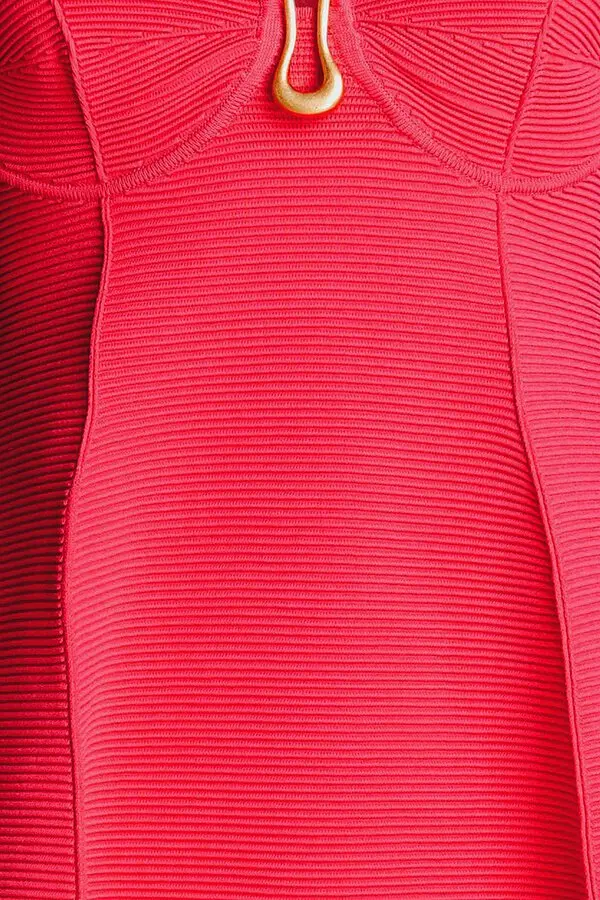 Aje Cast Embellished Ribbed-Knit Mini Dress In Coral - 75% Off |  Editorialist