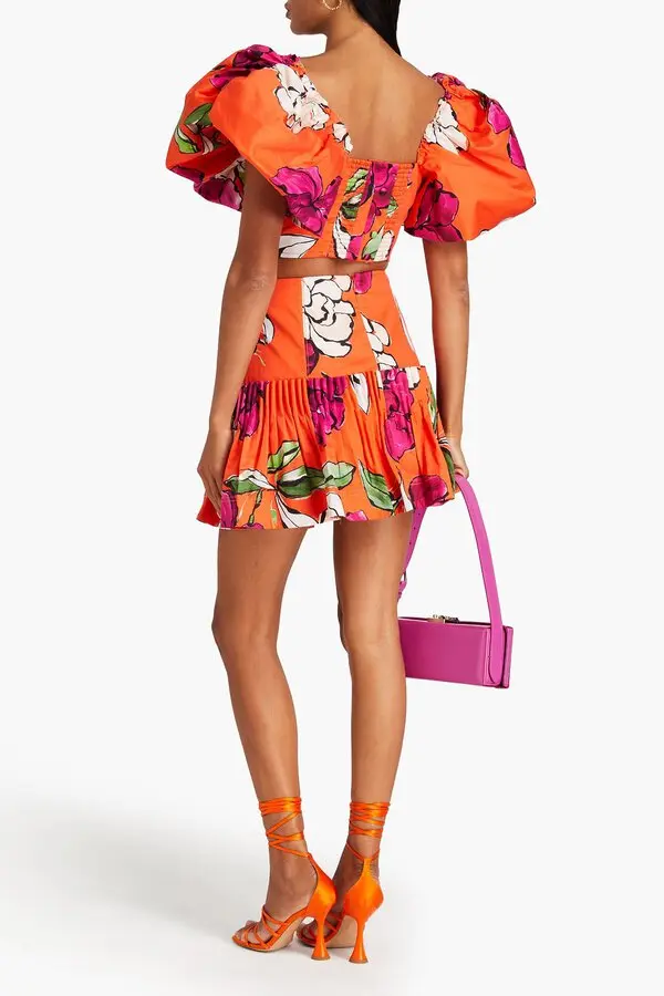 Aje Marcel Cropped Floral-print Top
