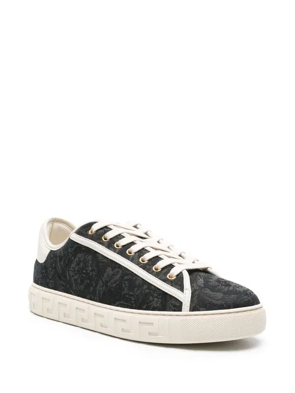 Versace Barocco Greca Jacquard Sneakers Black Editorialist