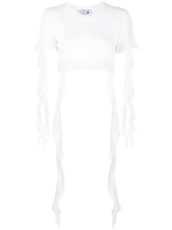 Blumarine Ruffled Crop Top - White