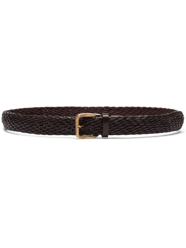 Brunello Cucinelli Interwoven Leather Belt - Brown