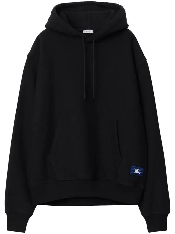 Burberry Ekd-appliqué Cotton Hoodie - Black