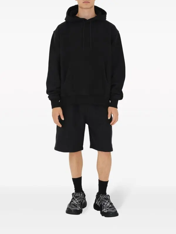Burberry Ekd-appliqué Cotton Hoodie - Black