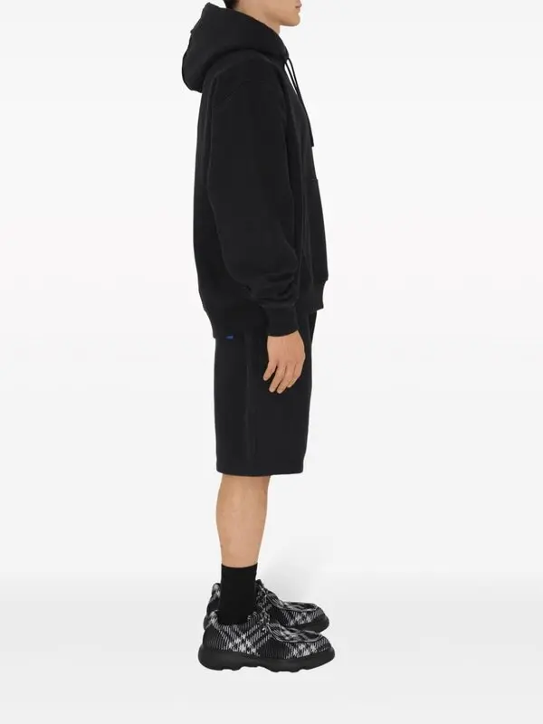 Burberry Ekd-appliqué Cotton Hoodie - Black