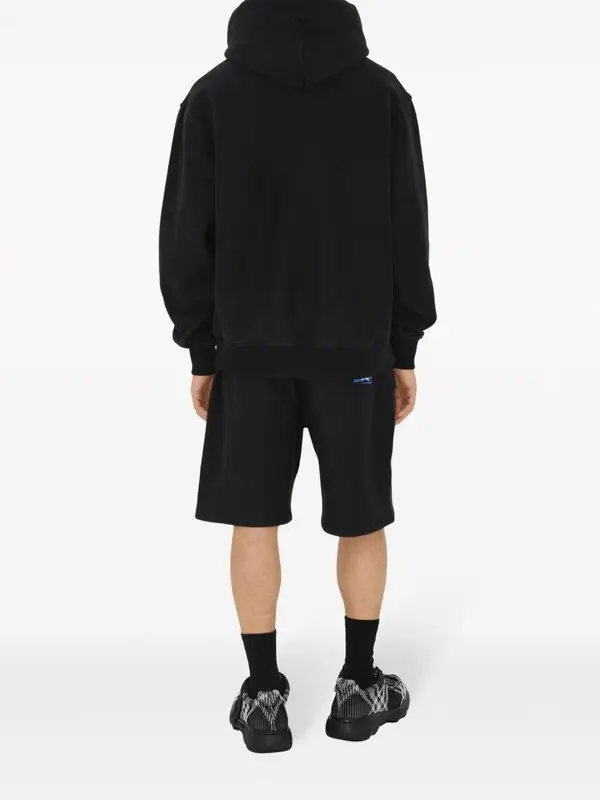 Burberry Ekd-appliqué Cotton Hoodie - Black
