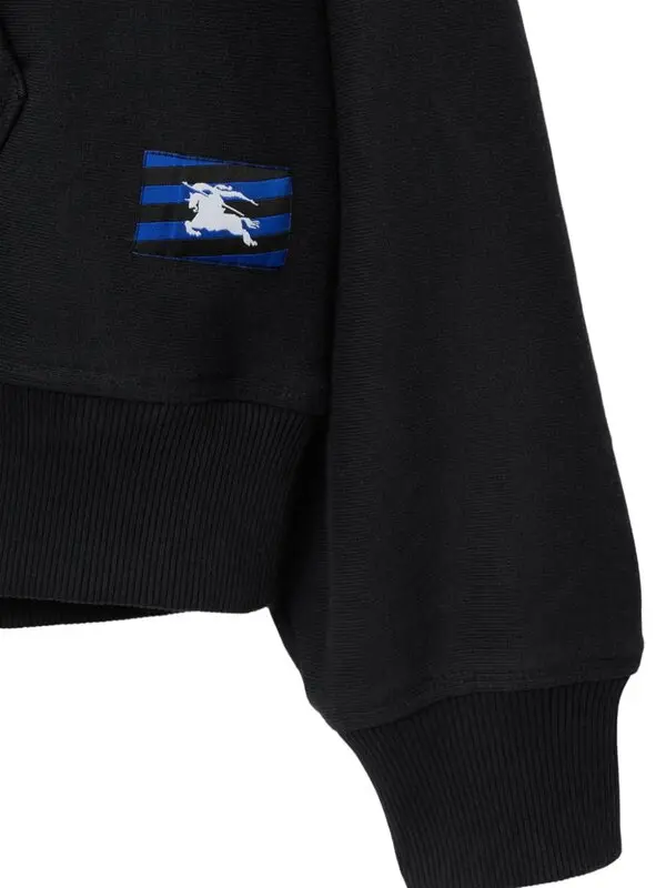 Burberry Ekd-appliqué Cotton Hoodie - Black