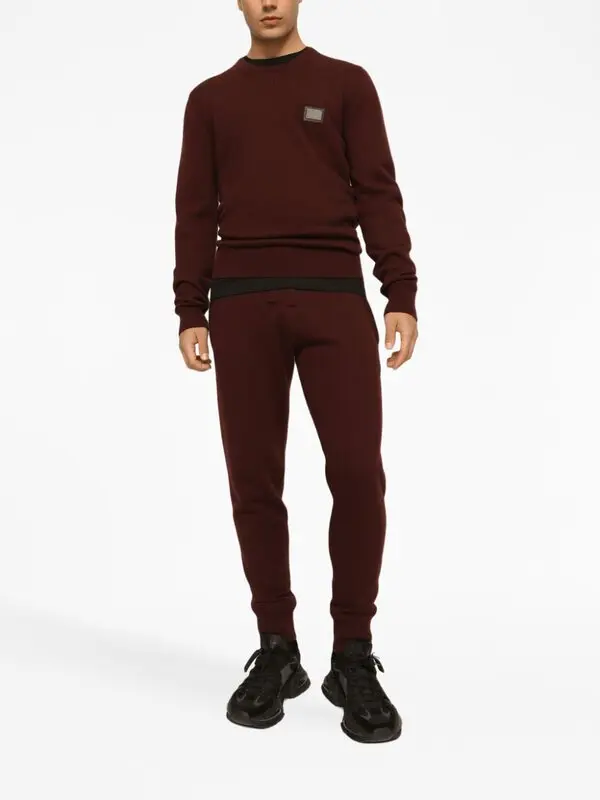 Dolce & Gabbana Logo-plaque Knitted Track Pants - Brown