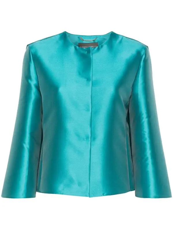 Alberta Ferretti Satin Cropped Jacket