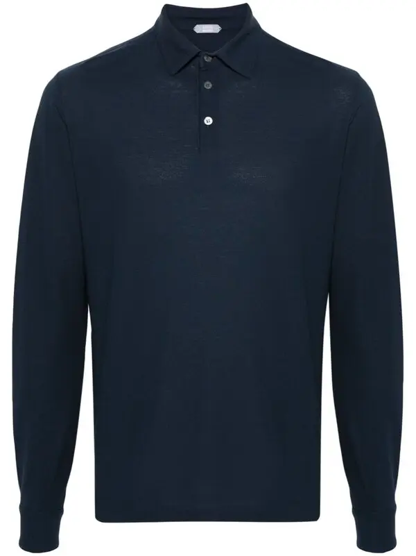 ZANONE Dyed Cotton Polo Shirt - Blue