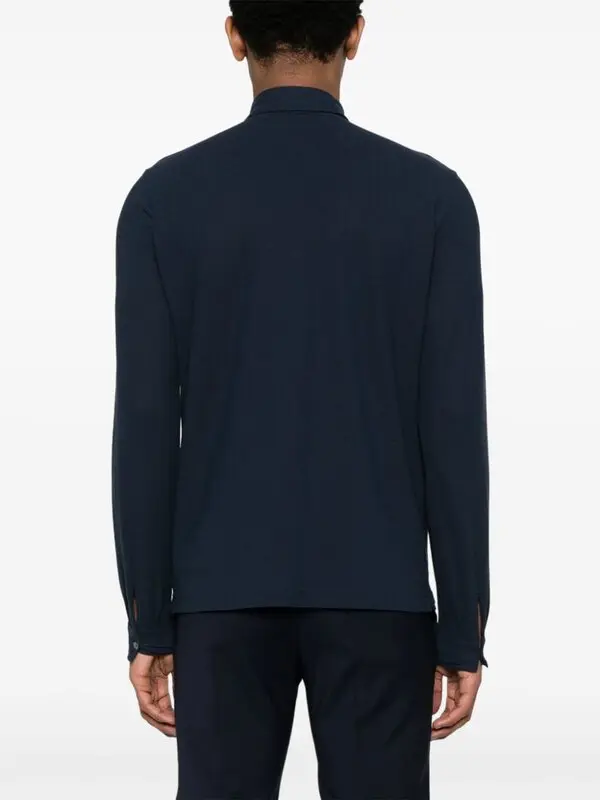 ZANONE Dyed Cotton Polo Shirt - Blue