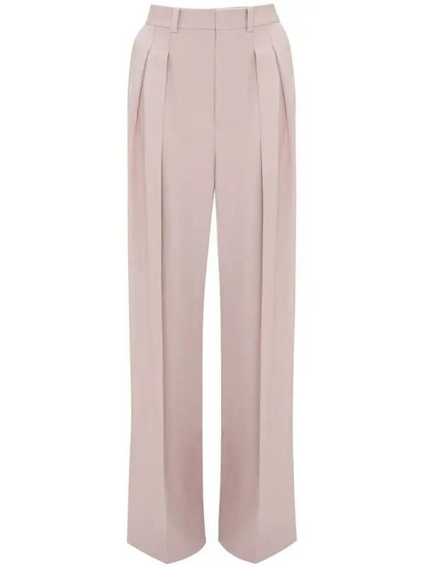 Victoria Beckham Double-pleat Wide-leg Trousers - Pink