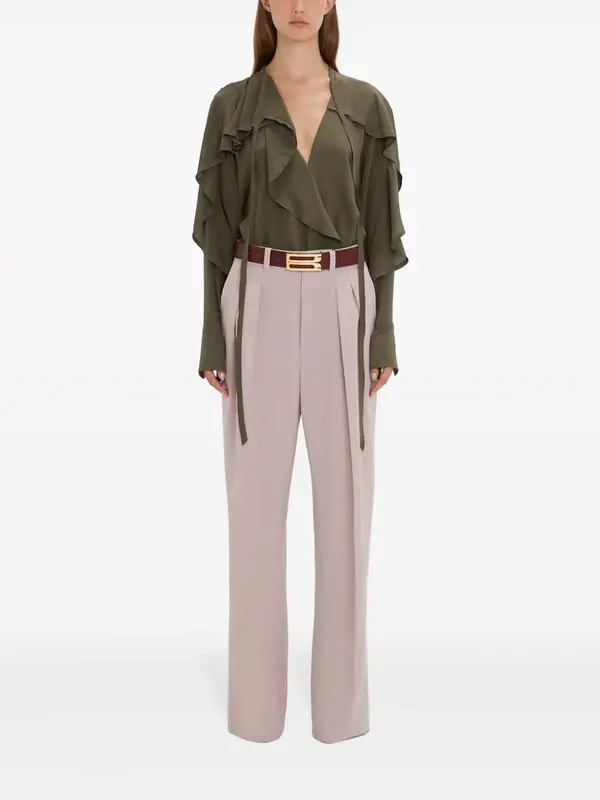 Victoria Beckham Double-pleat Wide-leg Trousers - Pink