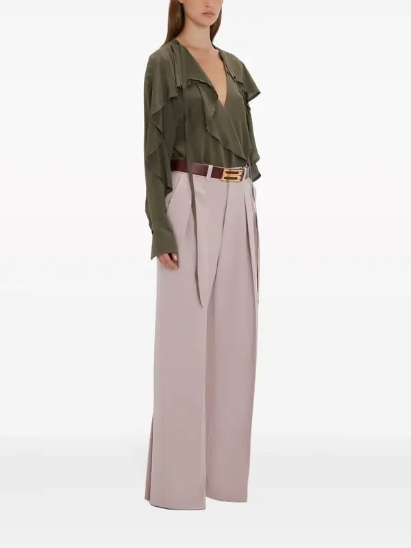 Victoria Beckham Double-pleat Wide-leg Trousers - Pink