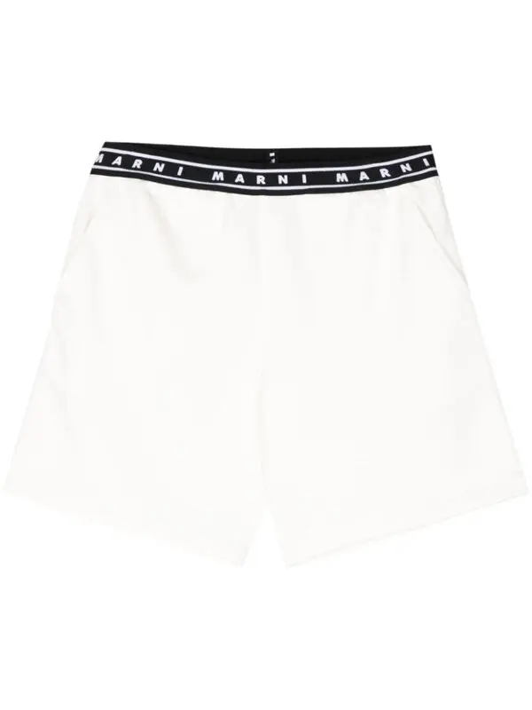 Marni Logo-print Cotton Shorts - White