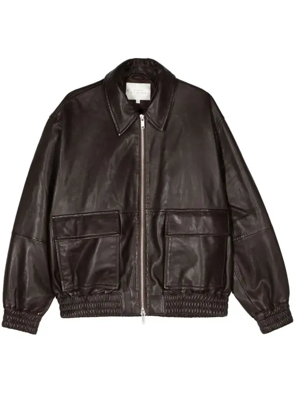 Studio Nicholson Piston Leather Zip-up Jacket - Brown